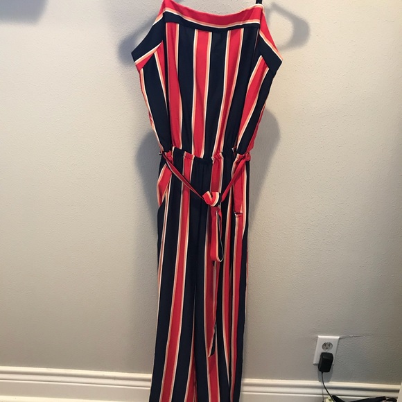 Veronica M | Other | Veronica M Striped Jumpsuit Wtie Waist Pockets ...